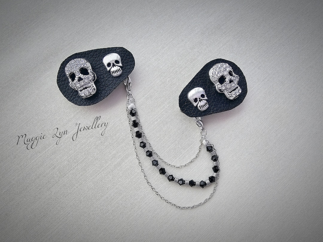 Skull Collar Pin Gothic Cloak Clasp Skull Cardigan Clip Gothic Dress ...