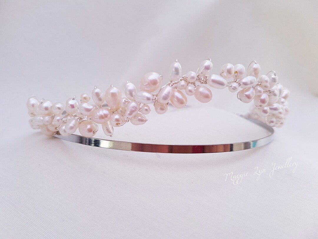 Freshwater Pearl Tiara - Silver Tiara - Silver Pearl Tiara - Pearl ...