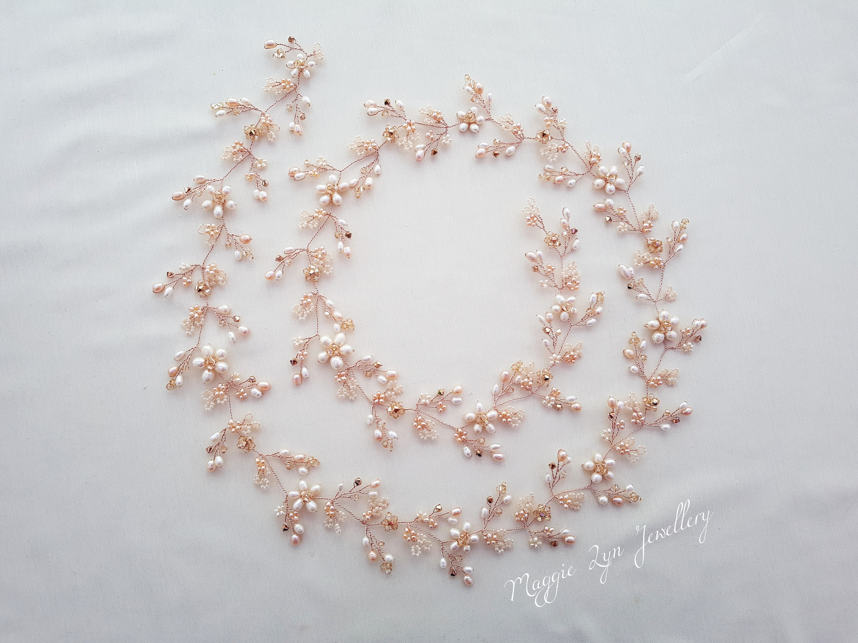 Rose Gold Hair Vine - Bridal Hair Vine - Rose Gold Hair Piece, Rose ...