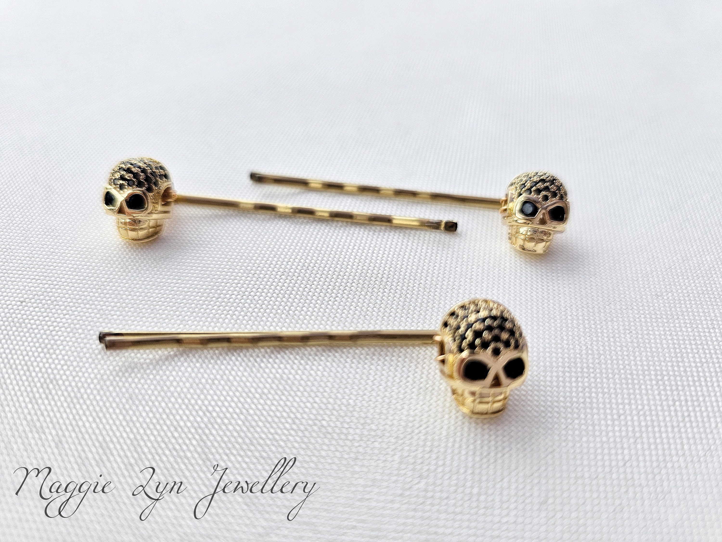 18k Gold Plated Skull Hair Pin - Gothic Crystal Hair Accessories ...