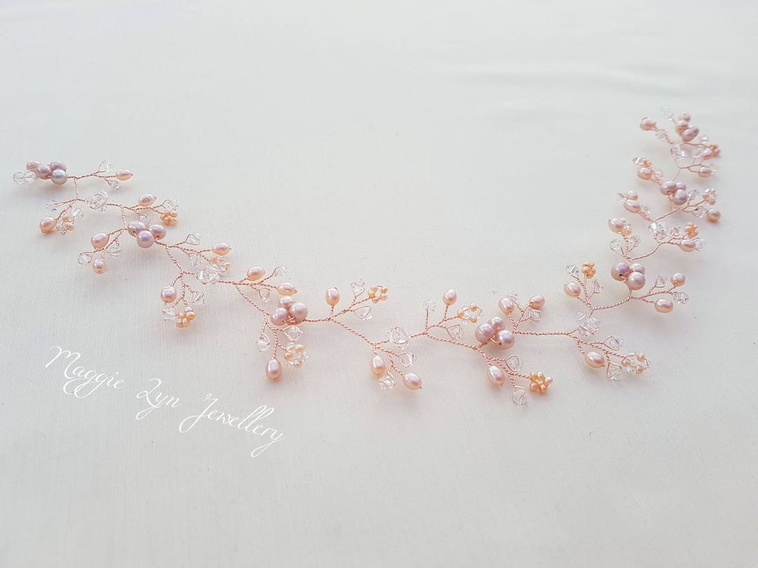 Rose Gold Hair Vine, Blush Pink Hair Accessories, Bridal Hair Vine ...