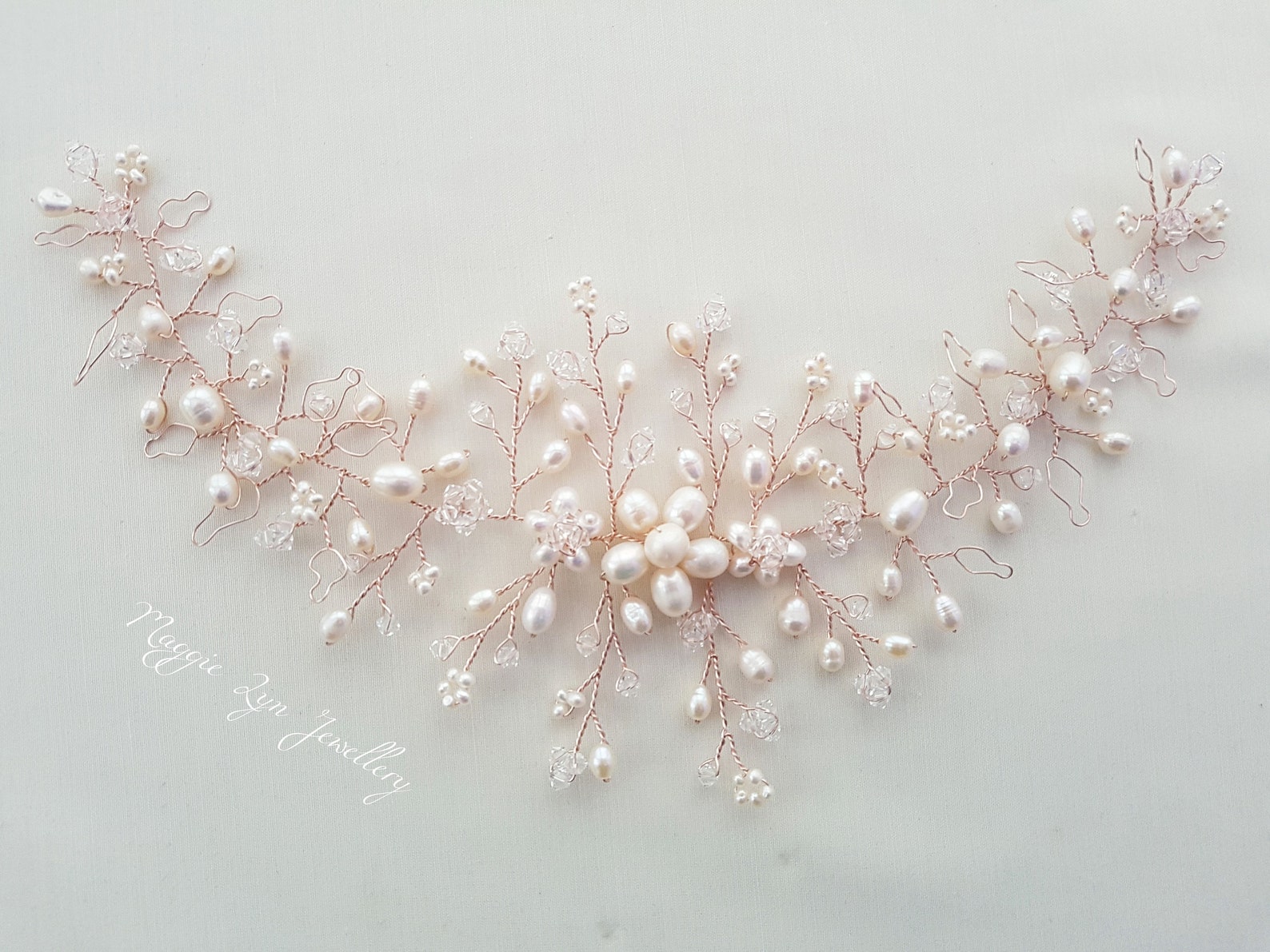 Rose Gold Hair Piece, Rose Gold Hair Vine, Rose Gold Bridal Hair Vine ...