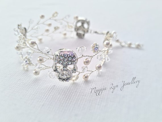 Skull Wedding Bracelet Gothic Wedding Bracelet Gothic Bridal Bracelet Gothic Bracelet Skull Bracelet Skull Jewelry Skull Jewellery Etsy UK
