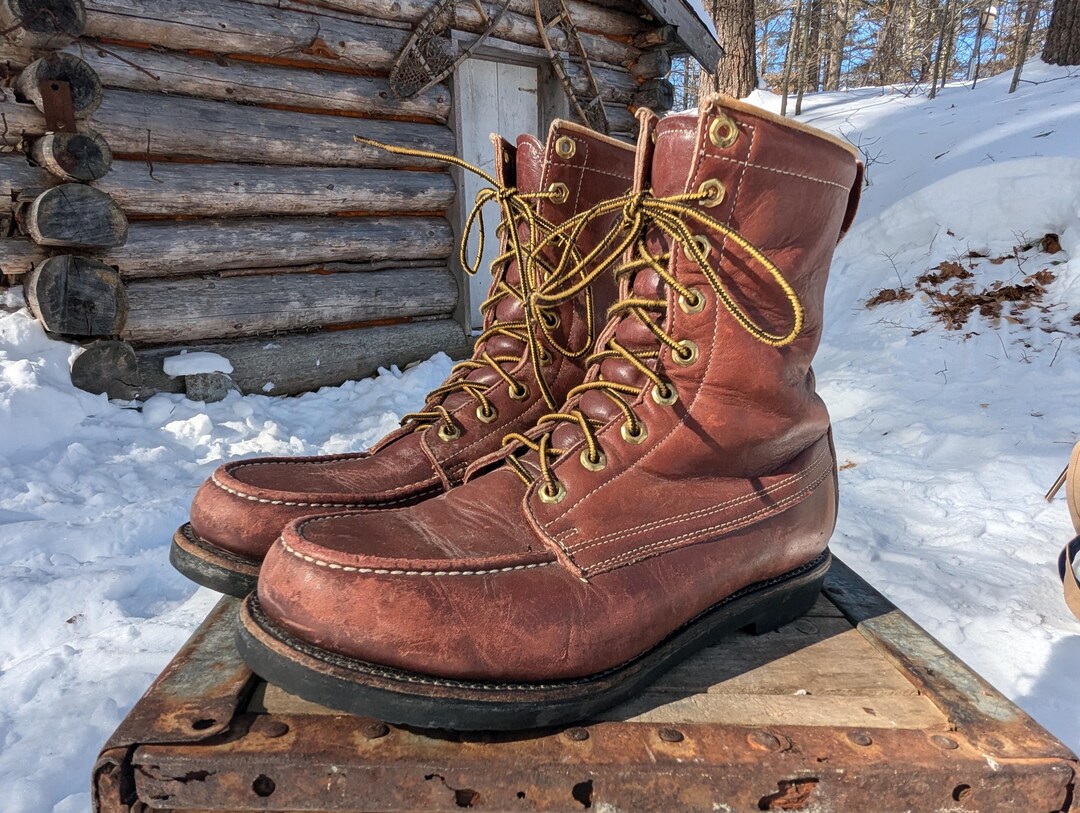 Herman Survivors 70s Vintage Moc Toe Leather Work Boots. Insulated ...