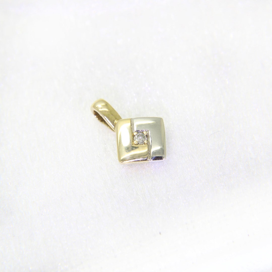 9ct Gold Diamond Pendant - Etsy