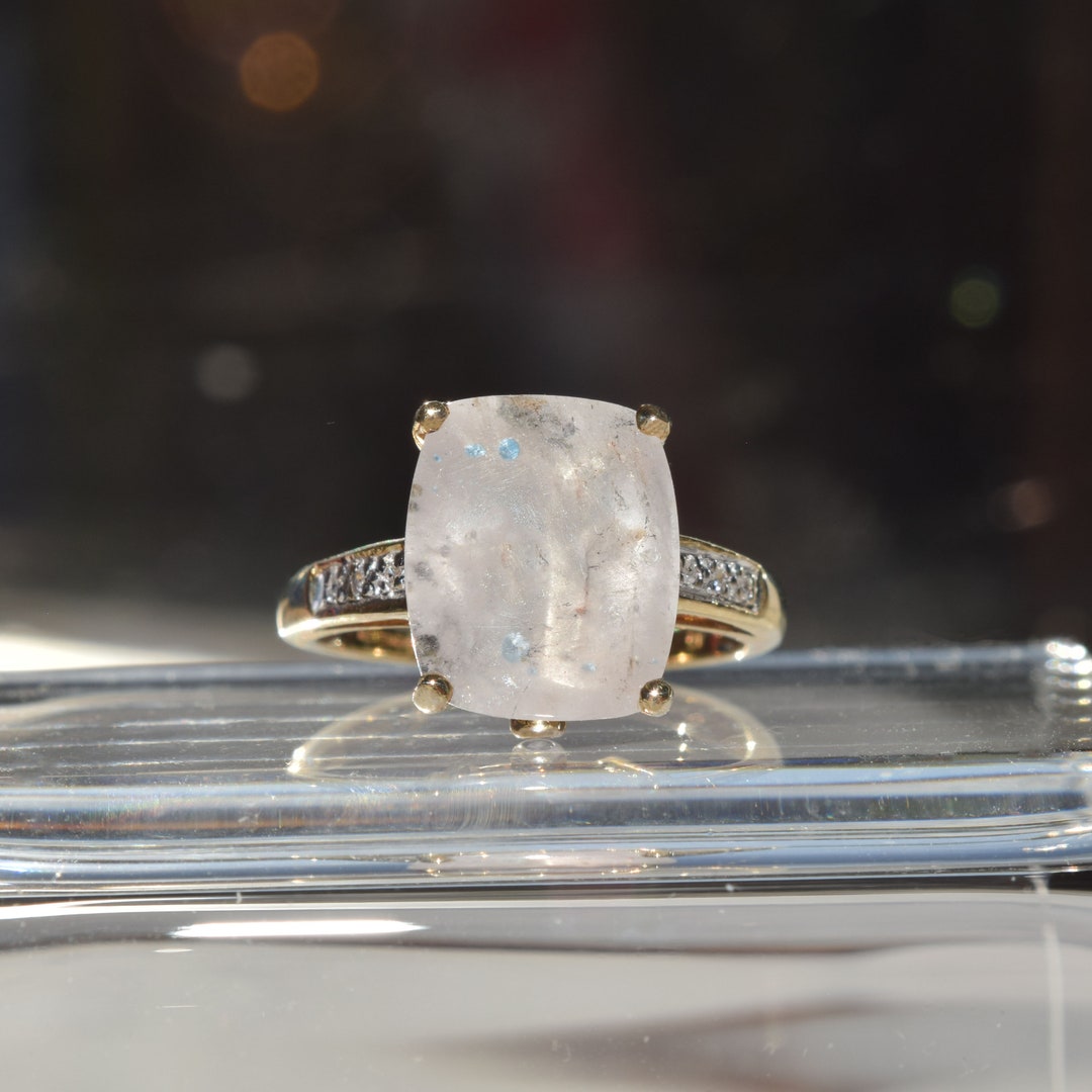 9ct Gold Gilalite Quartz Diamond Ring Size 6 3/4 N - Etsy