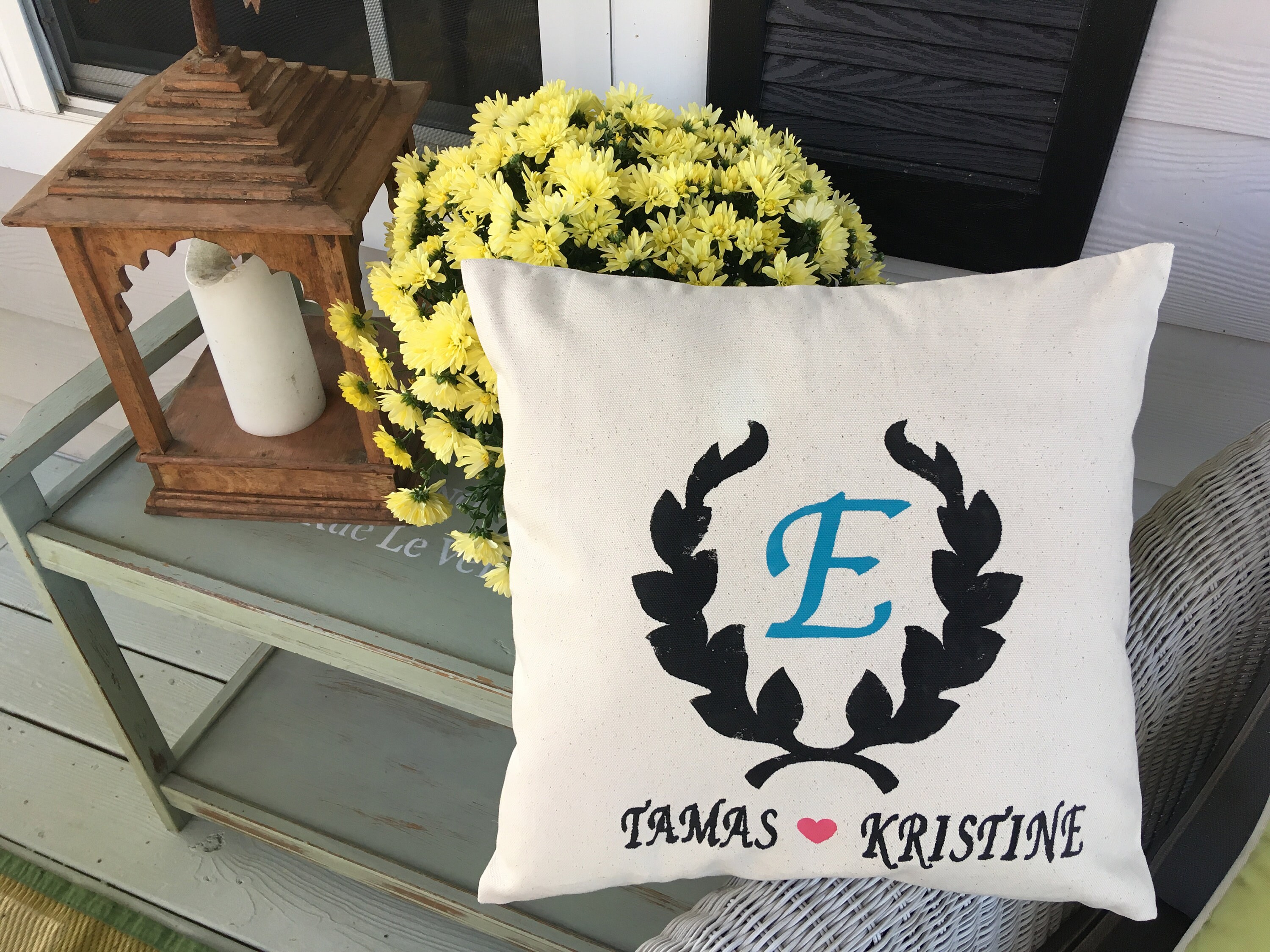 Monogram Initial Laurel Wreath Pillow/Personalized Pillow/Wedding Gift ...