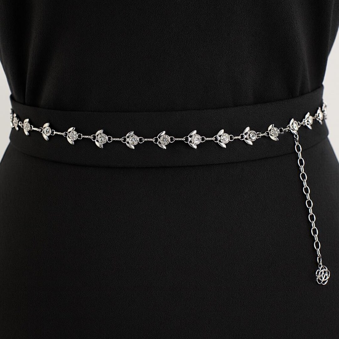Rhinestone Chain Belt – 110cm Adjustable Crystal Waist Chain for ...