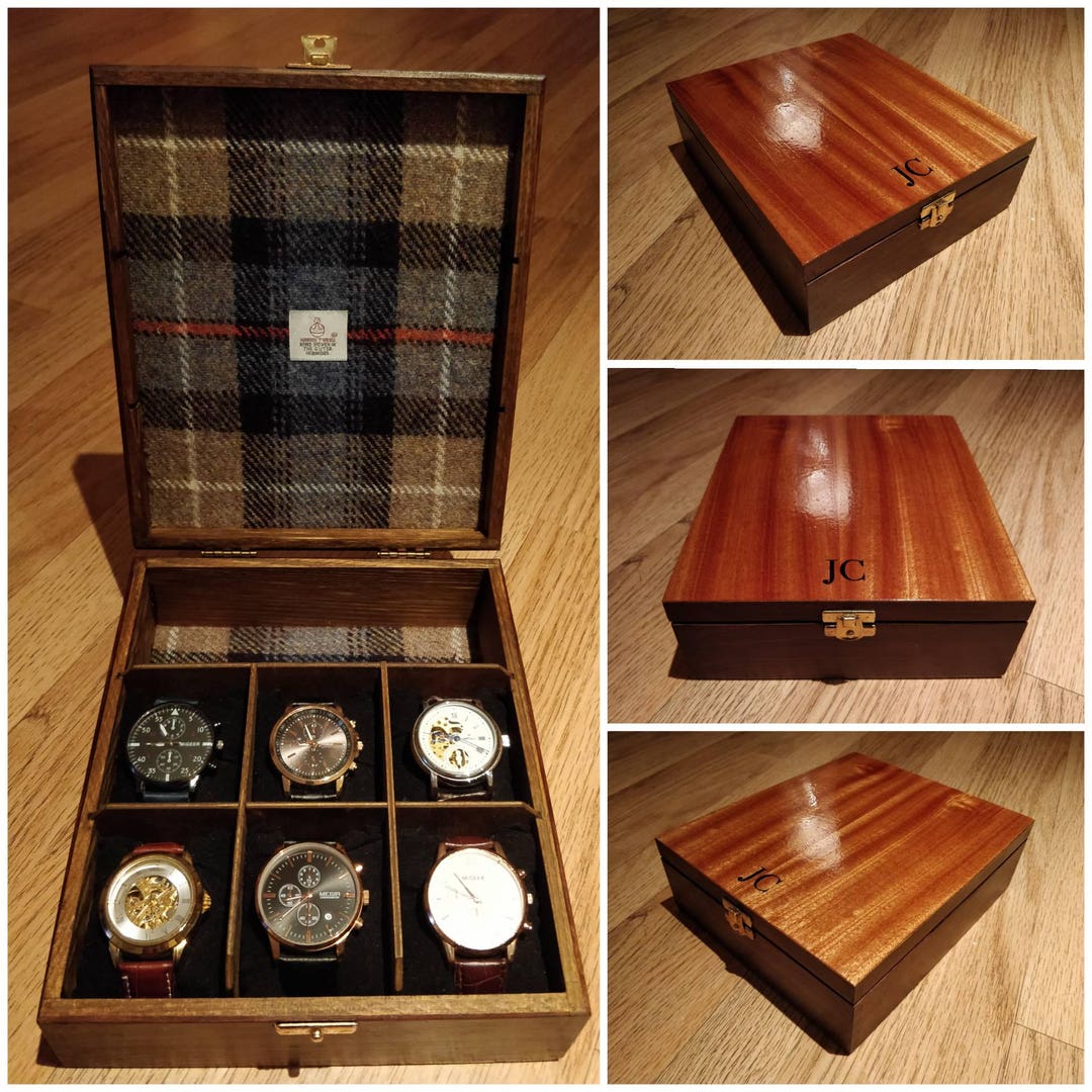 Bespoke 9 Piece Watch Box With Harris Tweed Lining other - Etsy UK