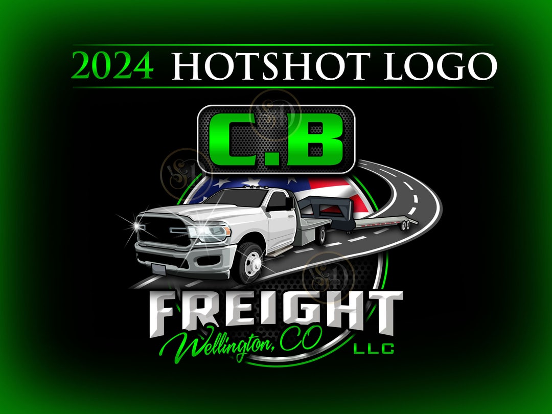 Hotshot Trucking Logo With 3D Lettering, Roadway and American Flag ...