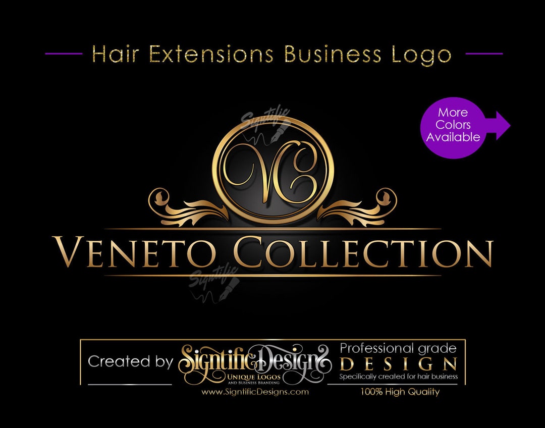 Hair Extensions Logo, Hair Collection Logo, Hair Business Logo, Gold ...