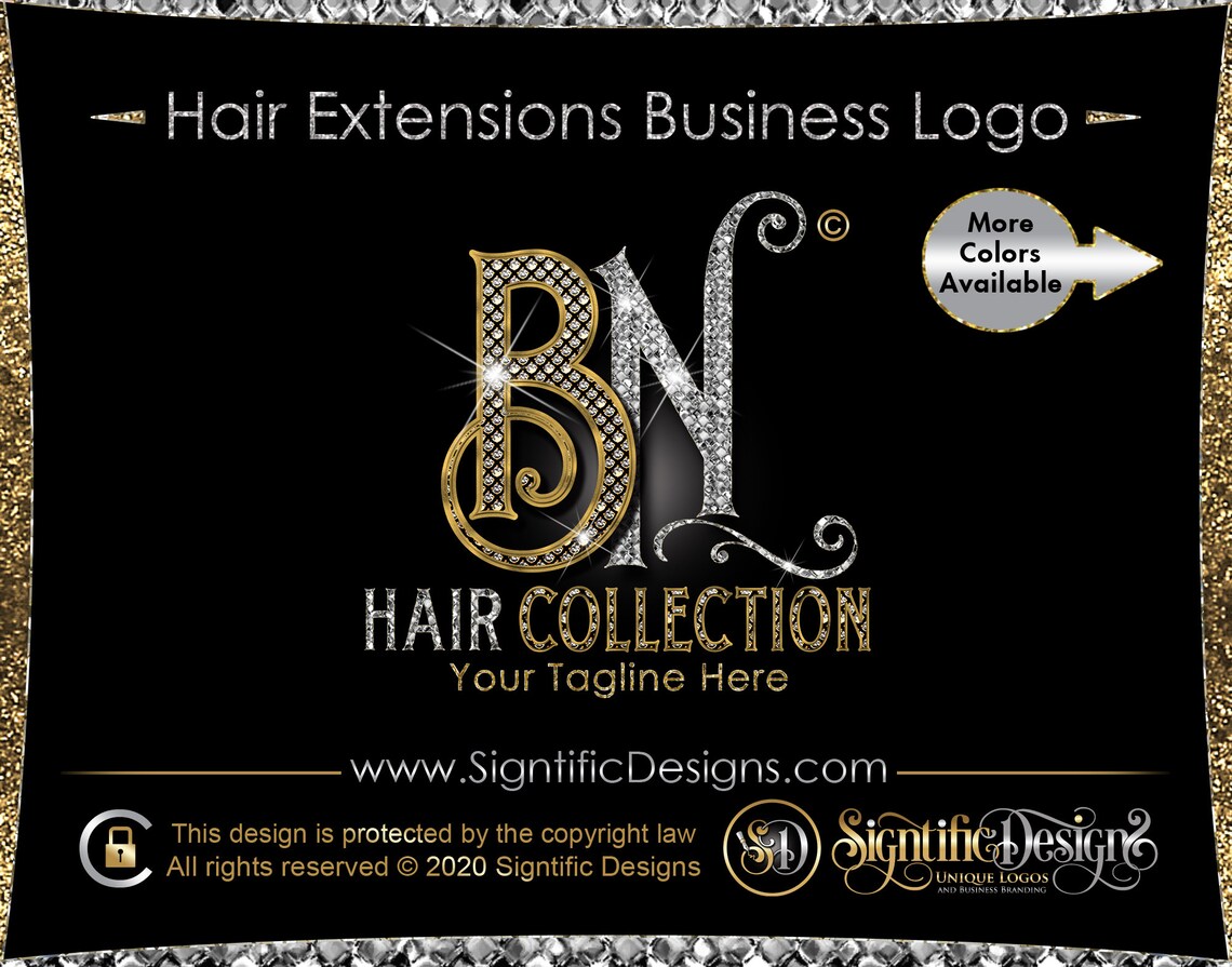 Bling Initials Logo Diamond Hair Logo Hair Extensions Logo - Etsy