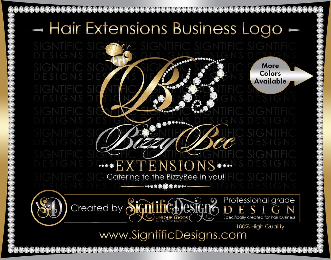 Custom Sparkly Hair Logo Branding Design With Bling Diamond Initials ...
