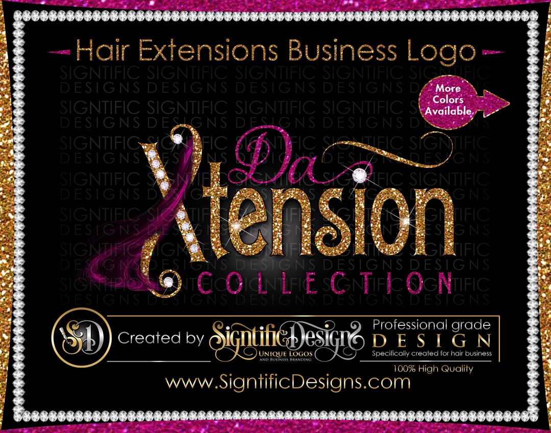 Hair Extensions Logo, Glitter Diamond Logo, Bundle Logo, Hair Bling ...