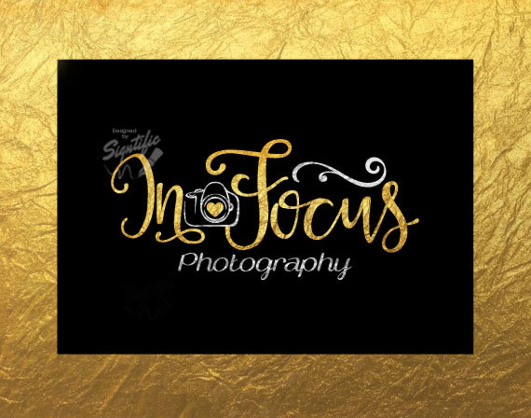 Gold Foil Photography Logo, Custom Gold Leaf Logo Design, Silver Camera ...