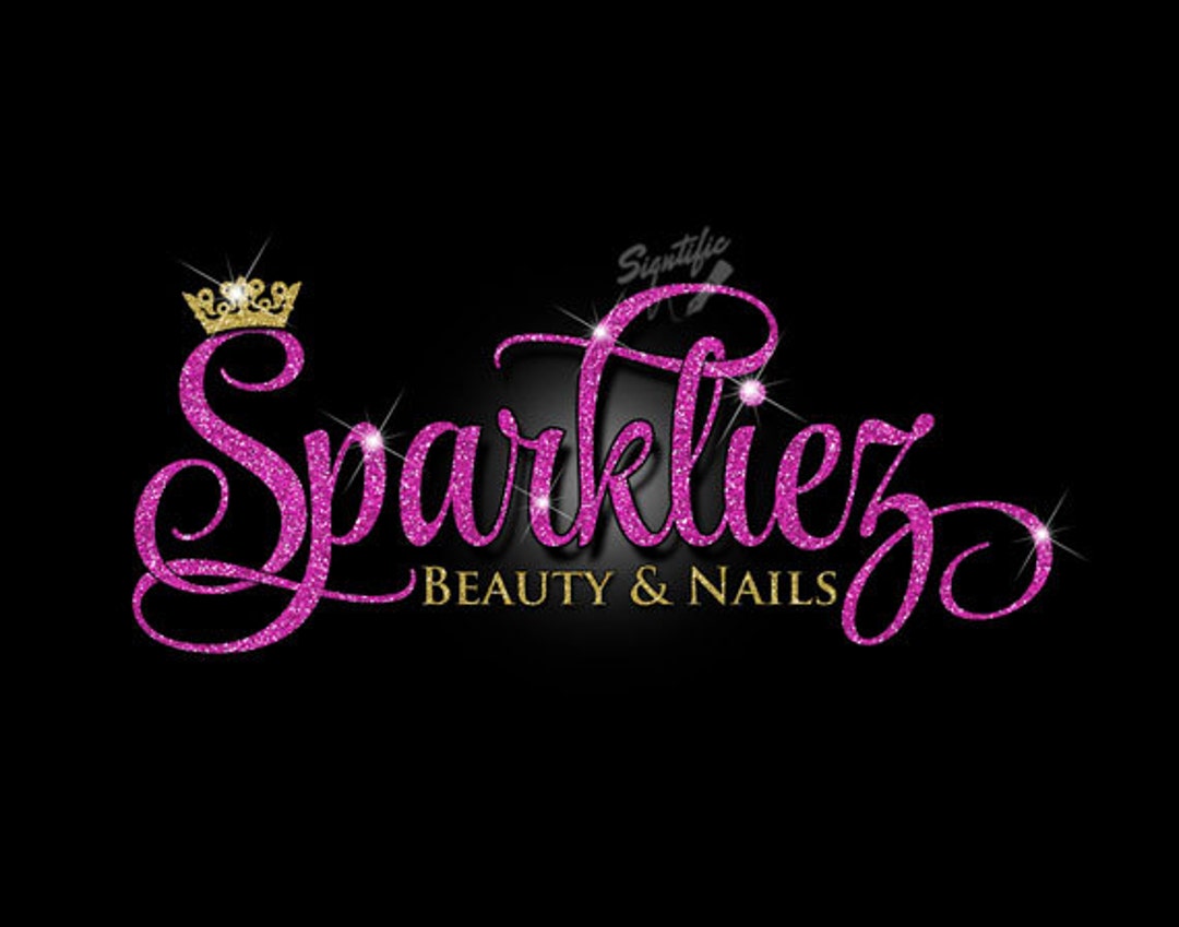 Glitter Bling Beauty Salon Logo, Custom Salon Glitter Fuchsia Logo With ...