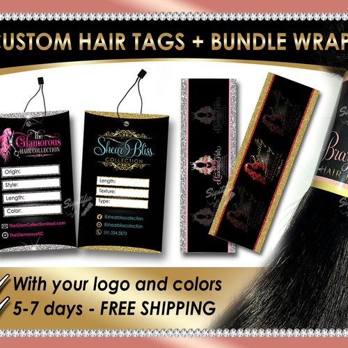 Hair Tags and Bundle Wraps Hair Extensions Labels Hang Tags - Etsy UK