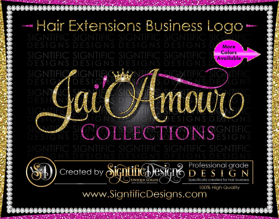 Custom Hair Extension Branding Logo With Glitter Business - Etsy
