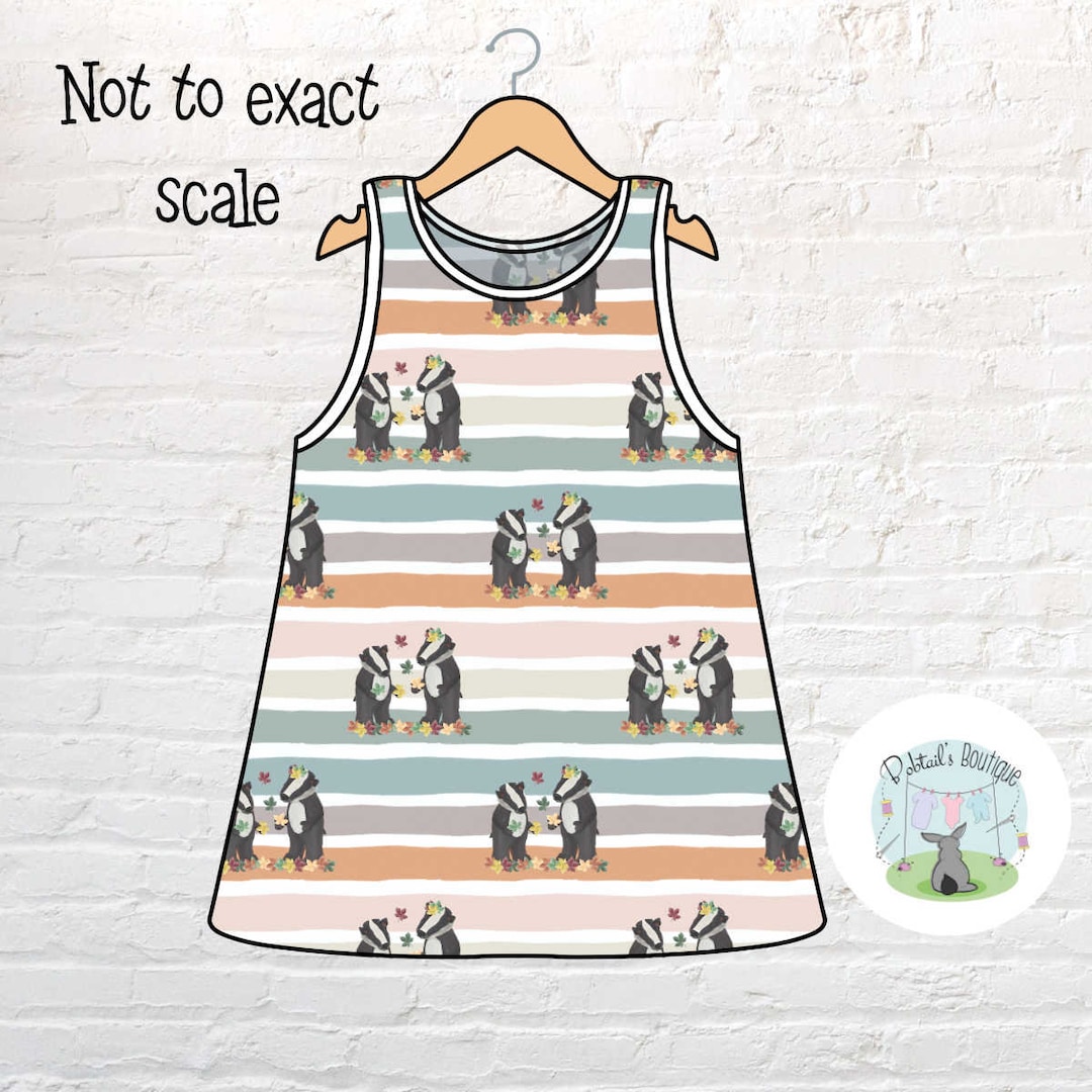 Boho Rainbow Badger Friends Dress, Sizes 0-11 Years, Summer Play Dress ...