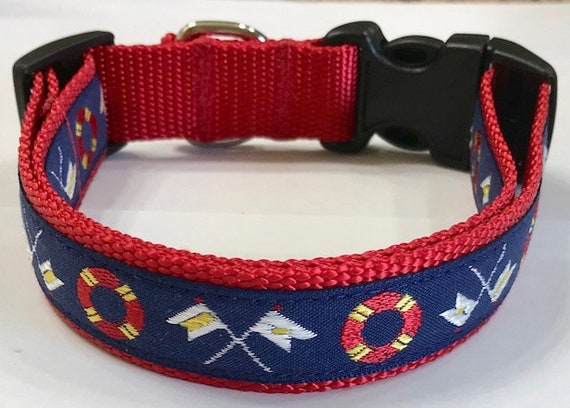 Ocean/nautical Ribbon Adjustable Designer Dog Collar Marine | Etsy