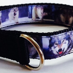 Wolves Dog Collar, Grosgrain Ribbon Collar, Custom/puppy/adult/pet ...