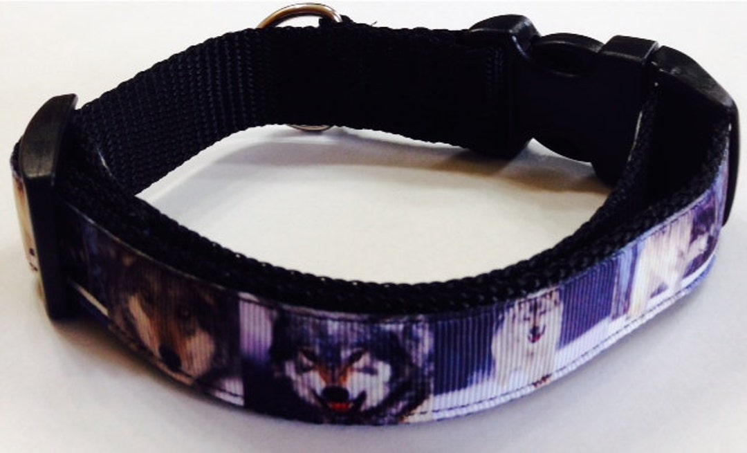 Wolves Dog Collar, Grosgrain Ribbon Collar, Custom/puppy/adult/pet ...