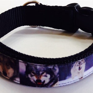 Wolves Dog Collar, Grosgrain Ribbon Collar, Custom/puppy/adult/pet ...