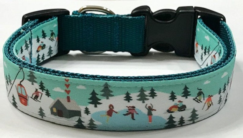 Skiing/snow/winter Wonderland Designer Adjustable Dog Collar, Ice ...