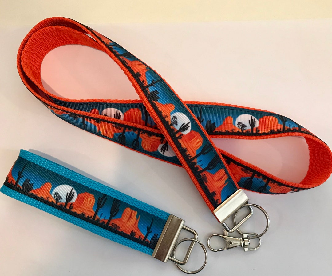 Desert Landscape, Monuments, Cactus, Eagle, Grosgrain Key Fob/lanyard ...