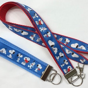 Snoopy Inspired and Hearts Dog Collar, Lanyard, Wristlet Keyfob ...