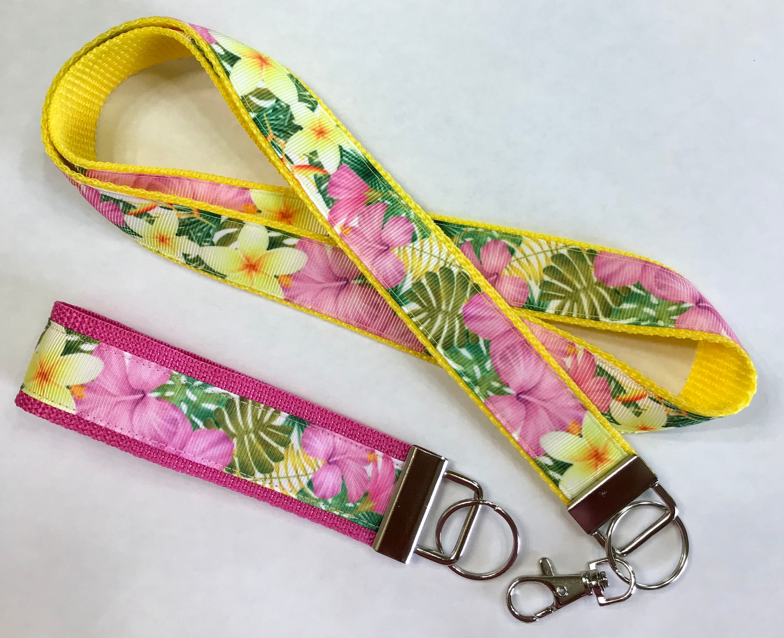 Hawaii/cruise Pink Hibiscus Flower Ribbon Wristlet Lanyard/key Fob,dog ...
