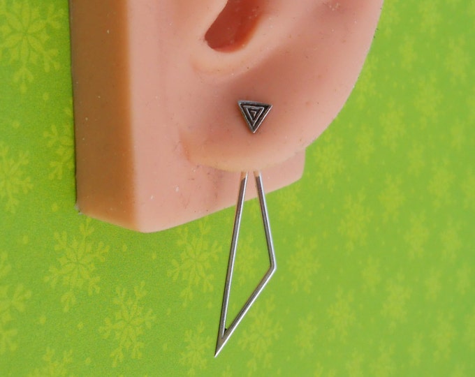 Ear Jackets Sterling Silver Asymmetrical Triangles With 4mm - Etsy