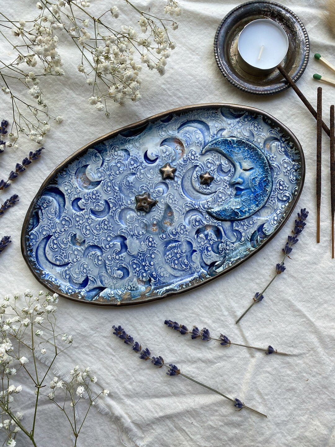 No.12 / Ceramic / Incense Burner / Dish / Peaceful Luna / Raining ...