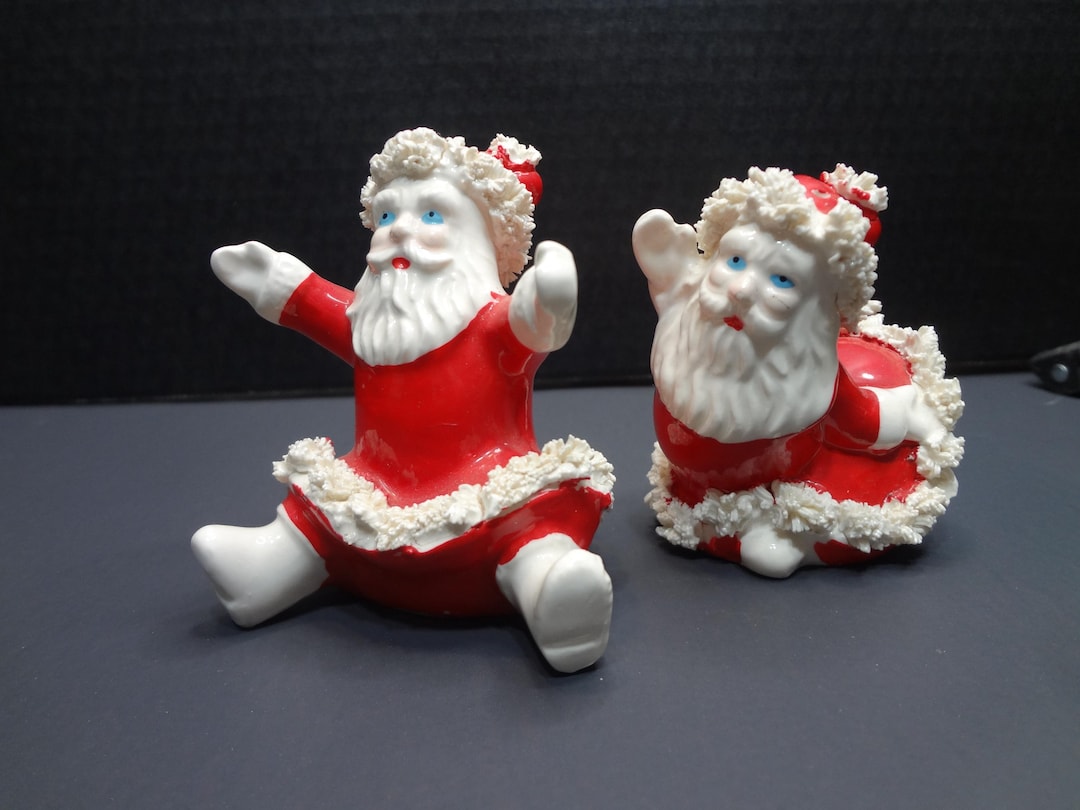 Vintage Christmas Spaghetti Trim Santa Salt & Pepper Shakers MCM ...