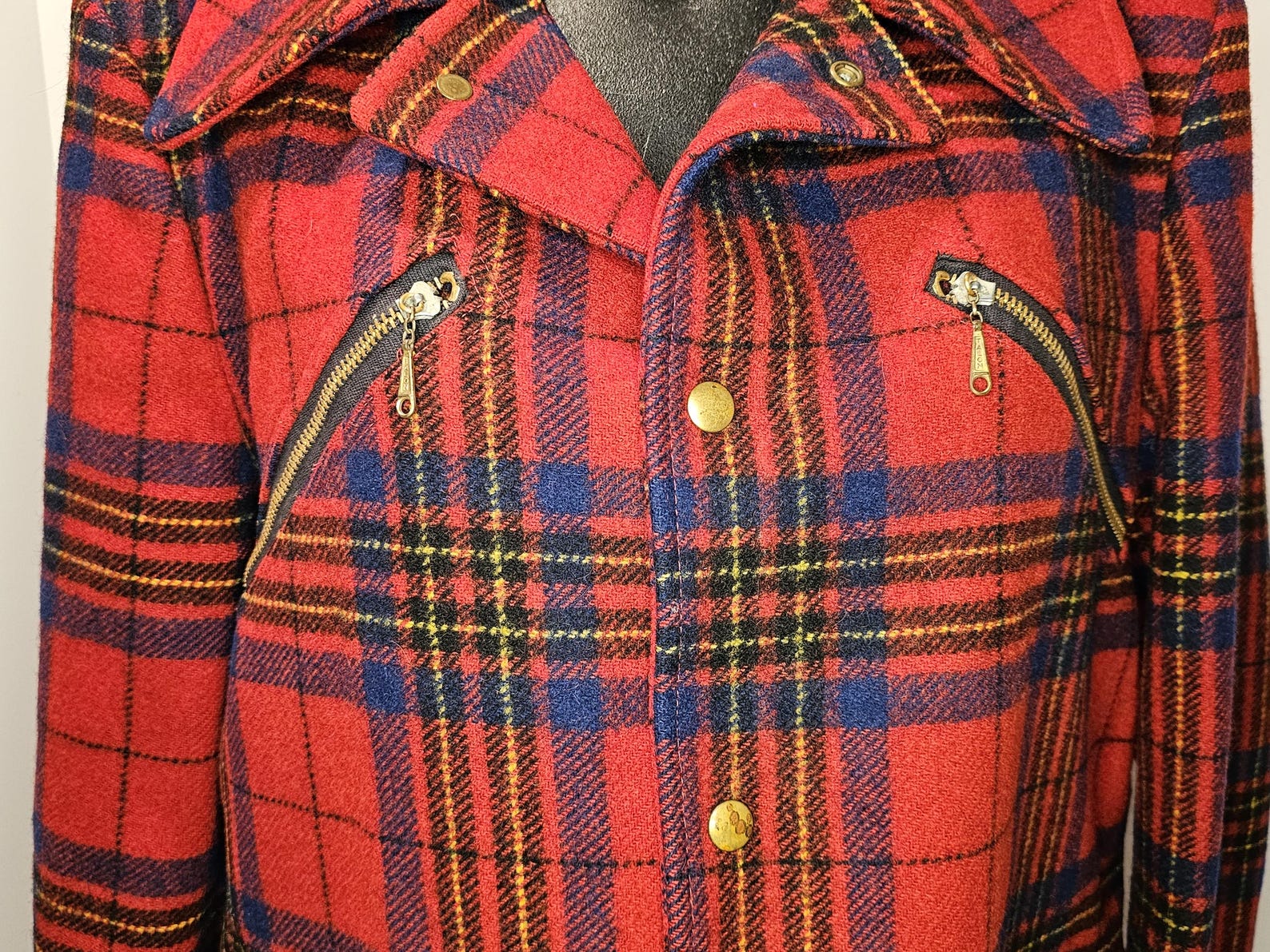 Vintage Pendleton Red Plaid Wool Coat: Talon Zip Chore Jacket - Etsy