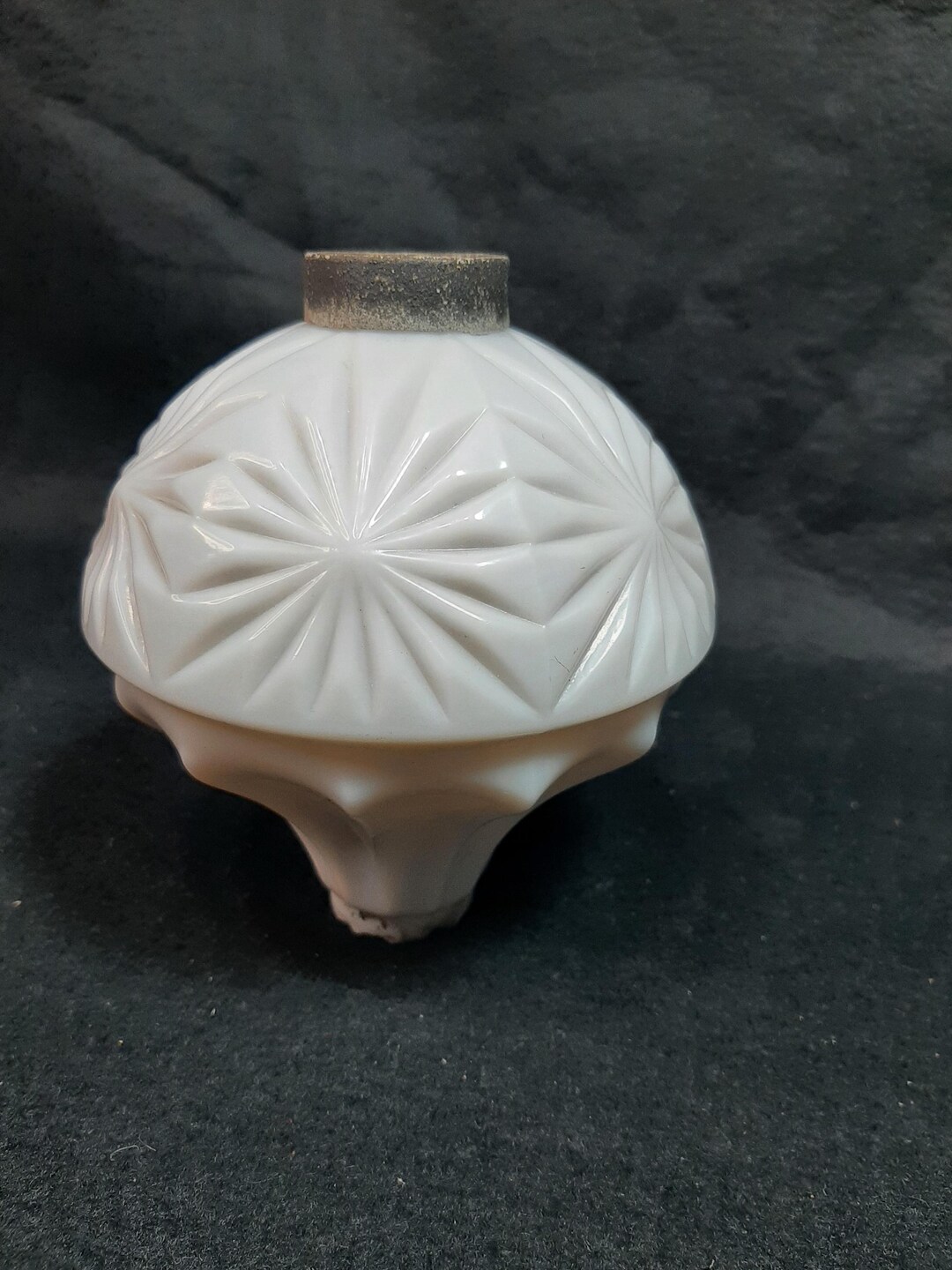 Antique Hawkeye White Lightning Rod Ball, Milk Glass Sunburst ...