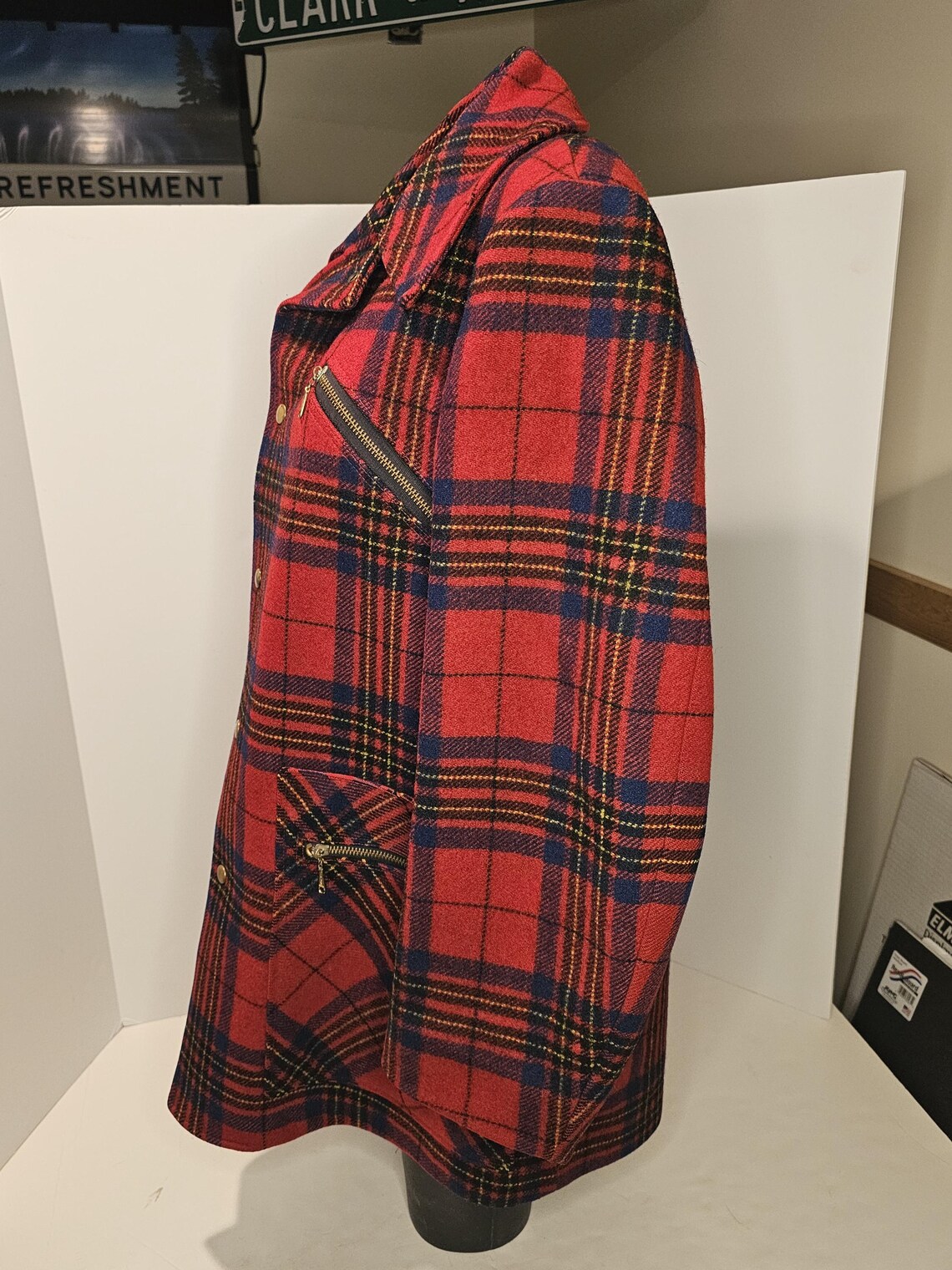 Vintage Pendleton Red Plaid Wool Coat: Talon Zip Chore Jacket - Etsy