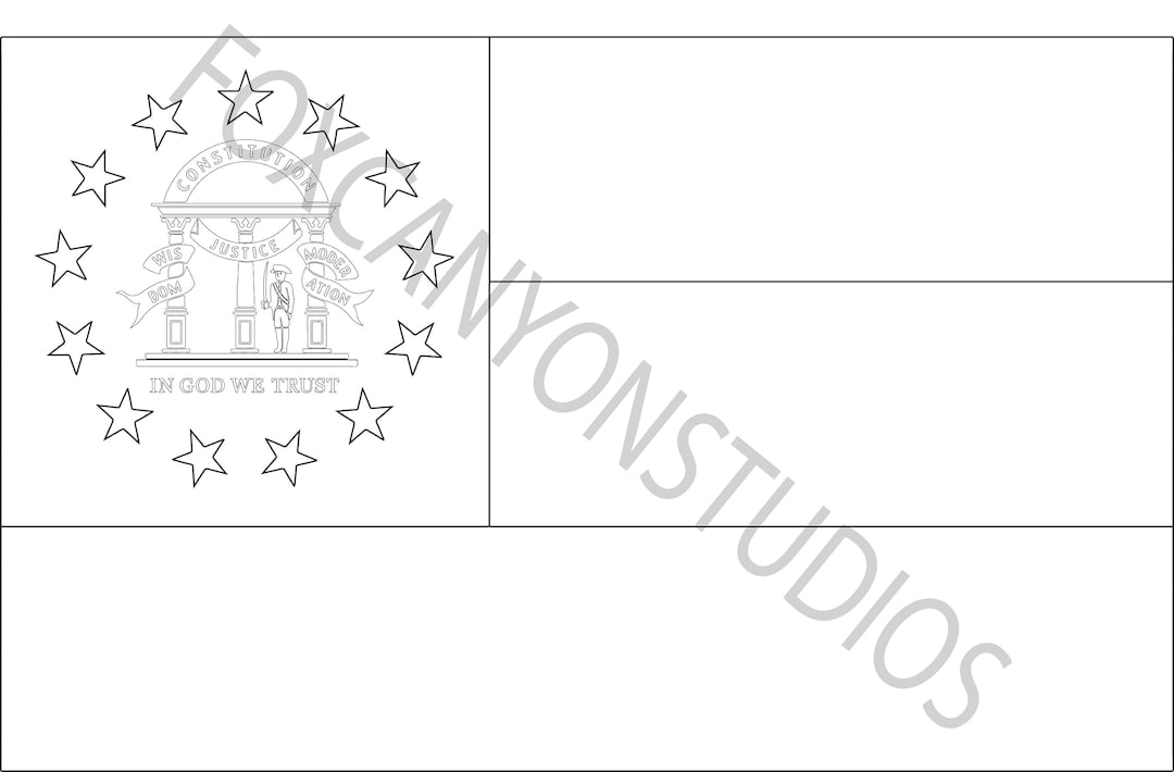 Georgia State Flag Coloring Page Digital Print-out - Etsy