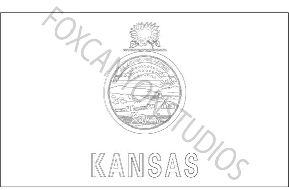 Kansas State Flag Coloring Page Digital Print-out - Etsy Ireland
