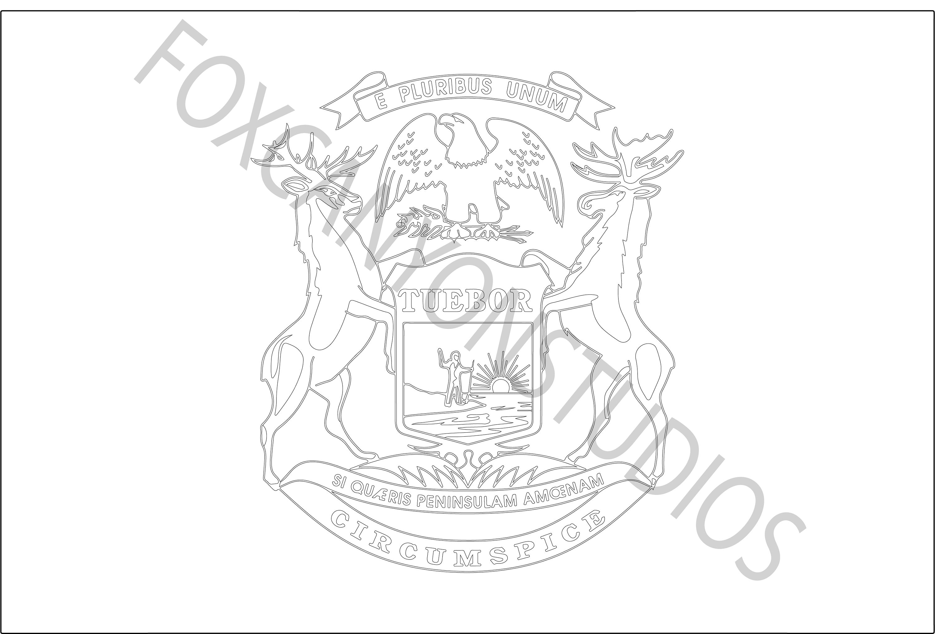 Michigan State Flag Coloring Page Digital Print-out - Etsy