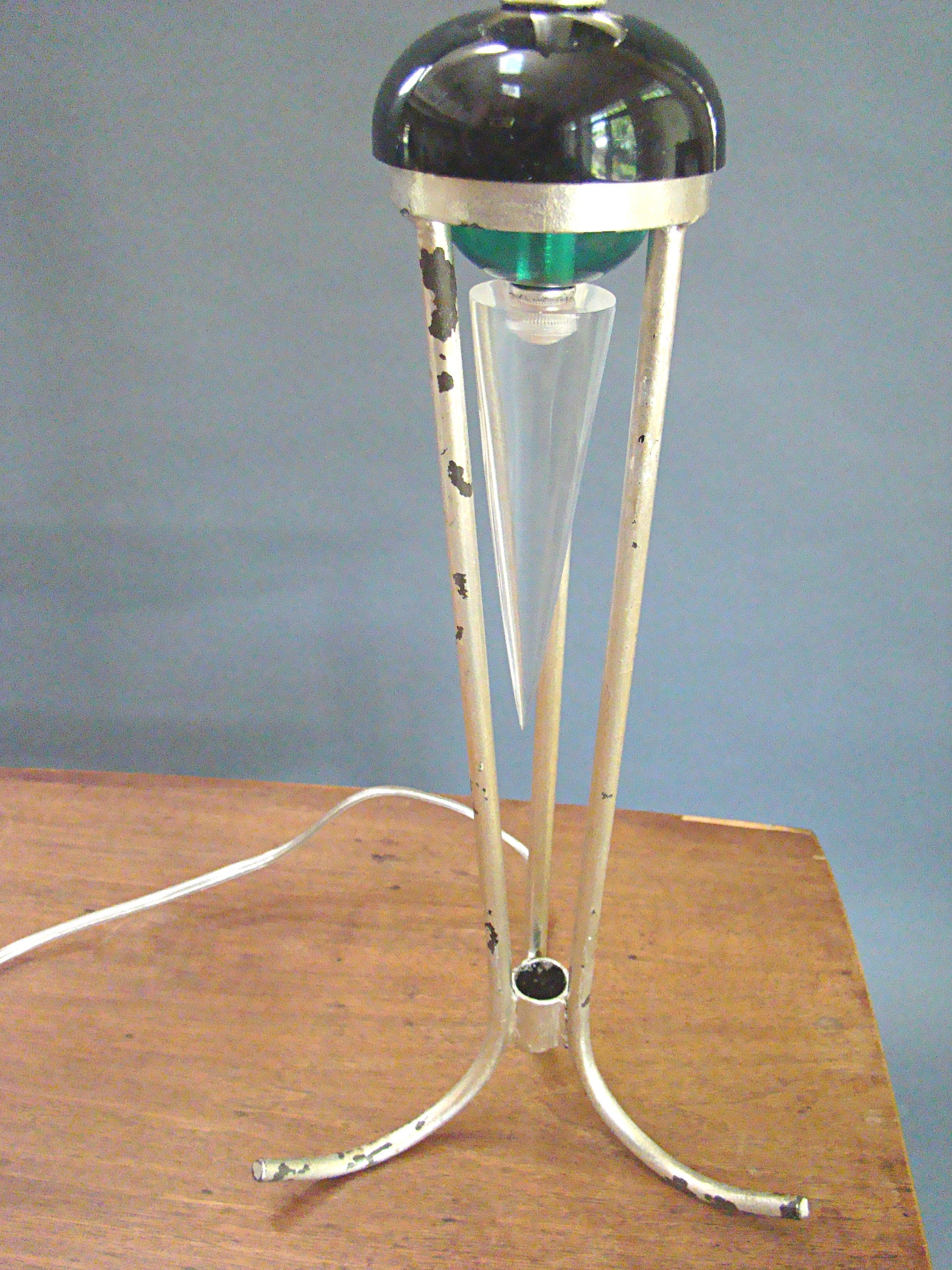 Lucite Lamp, Mid-century Modern, Atomic, Retro, Silver, Teal, Black ...