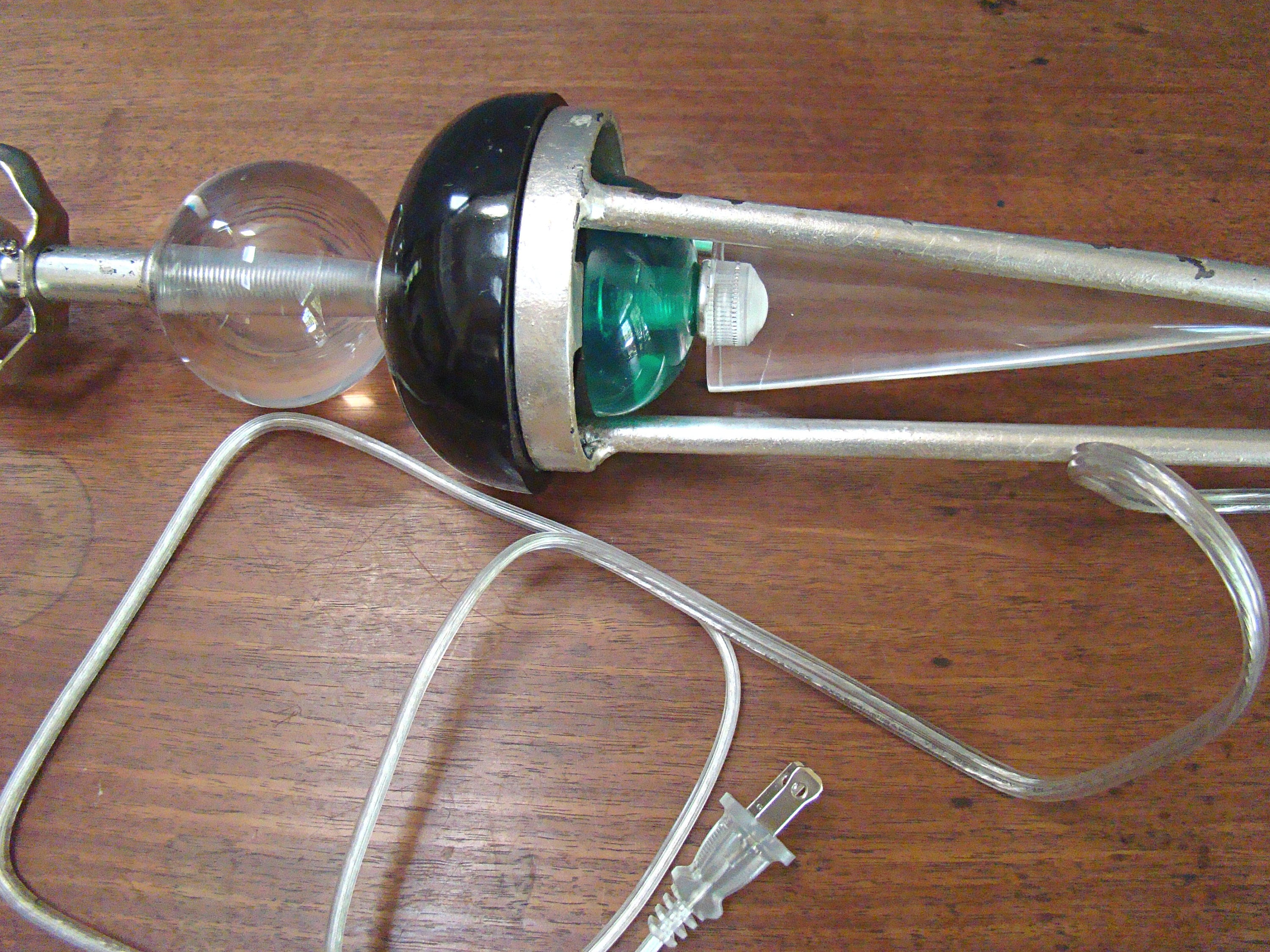 Lucite Lamp, Mid-century Modern, Atomic, Retro, Silver, Teal, Black ...