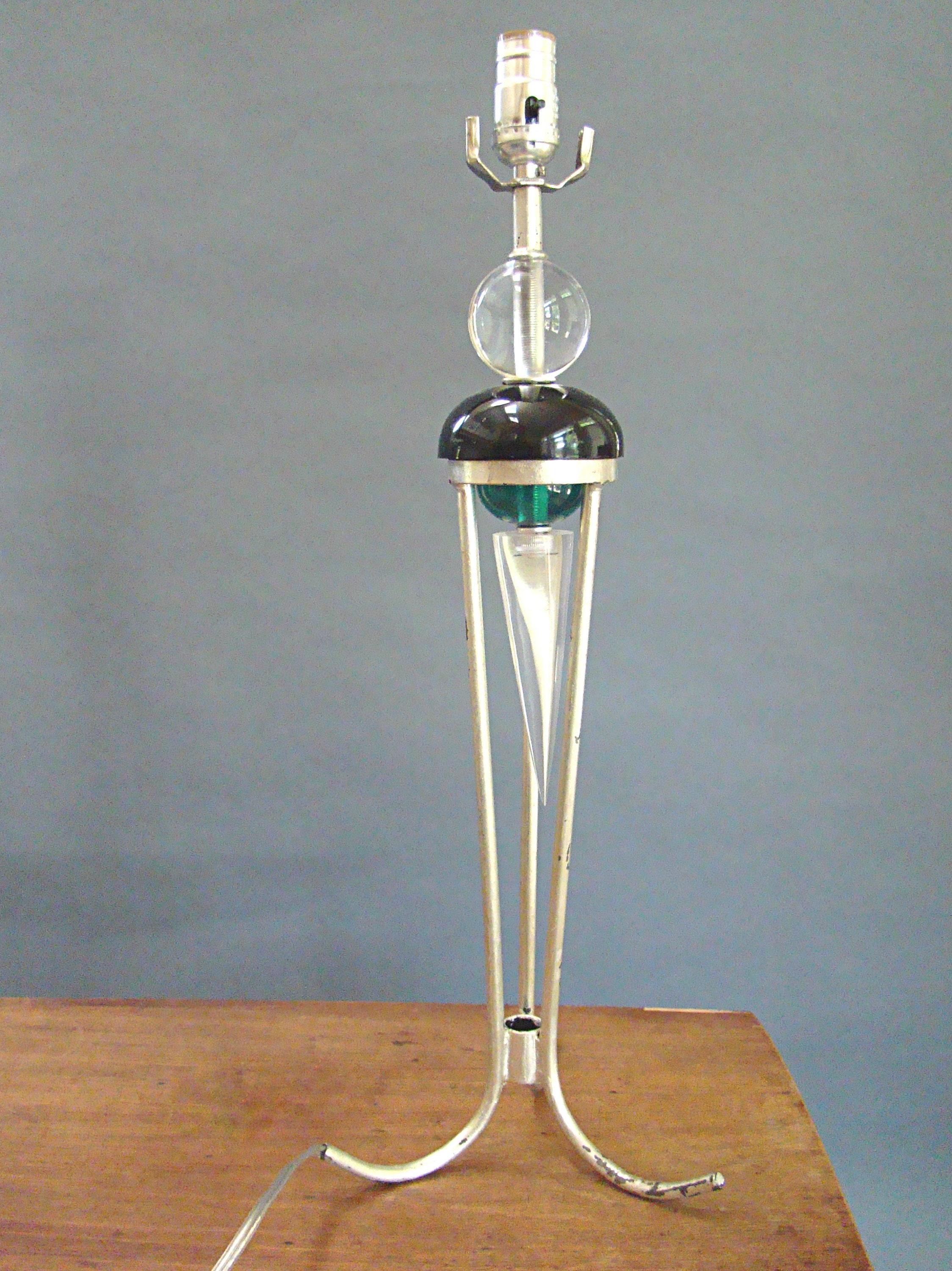 Lucite Lamp, Mid-century Modern, Atomic, Retro, Silver, Teal, Black ...