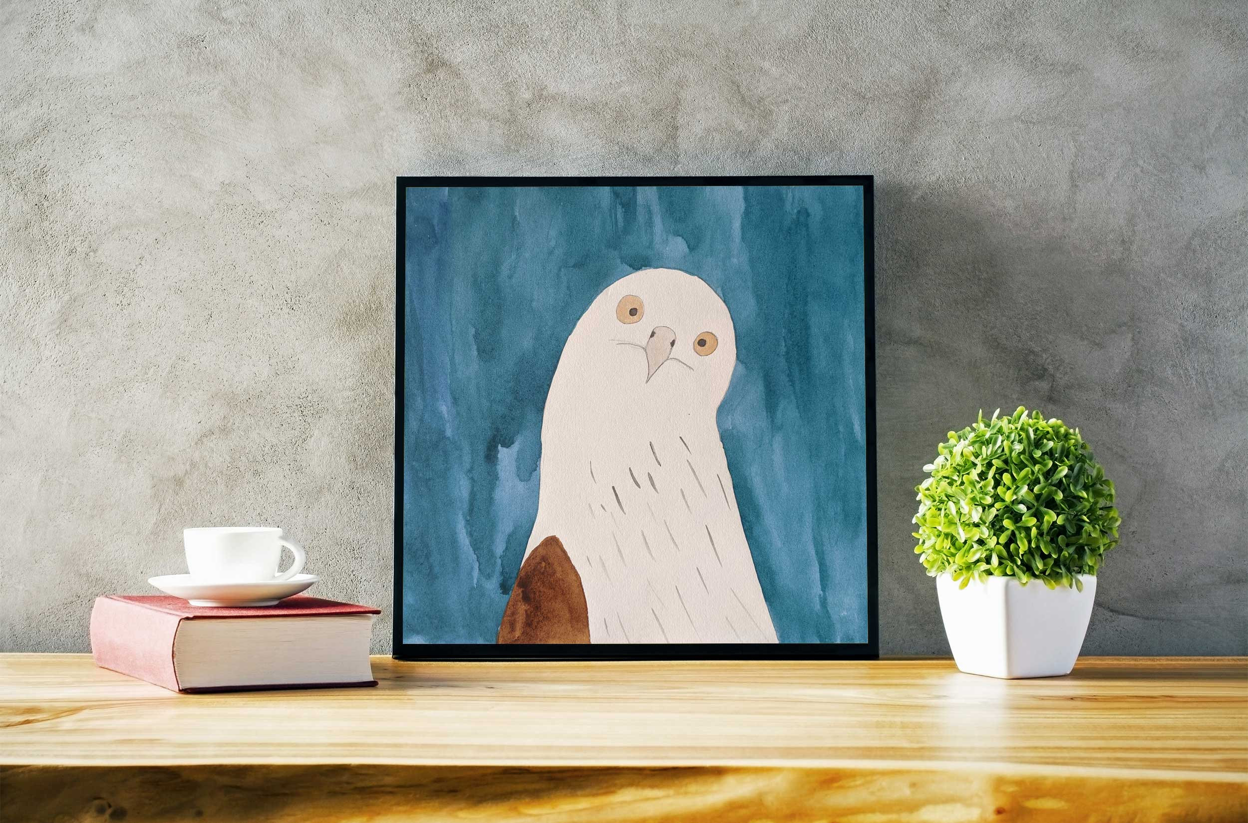 Printable Curious Bald Eagle Watercolor Painting Derpy Eagle Tilting ...