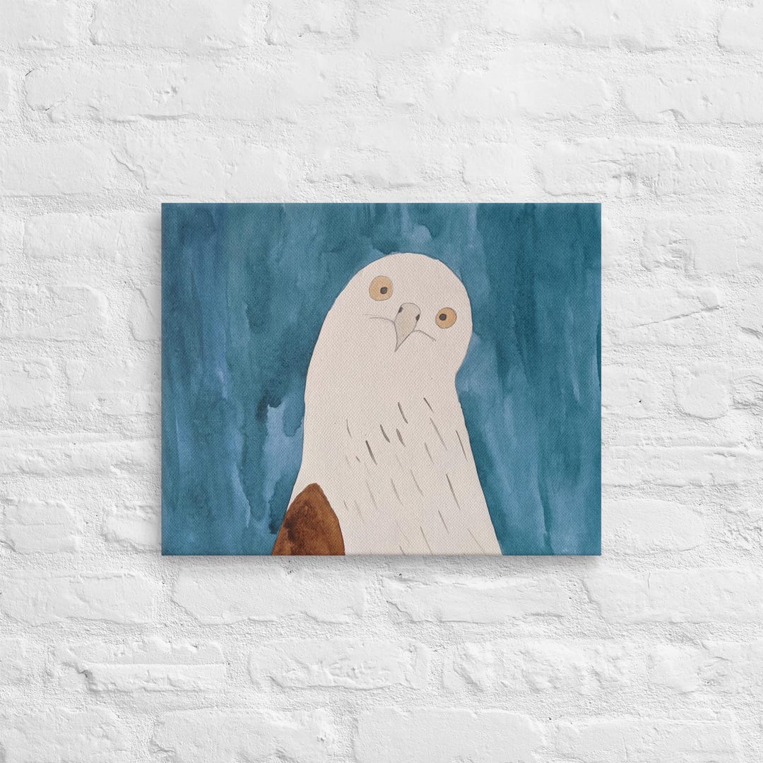 Curious Bald Eagle Watercolor Canvas Print: Derpy Animal Wall Art - Etsy