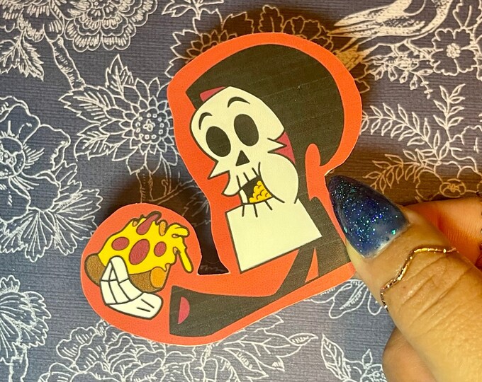 Grim Reaper Pizza Sticker | Grim Adventures of Billy and Mandy | Laptop ...