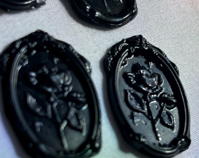 Set of 8- Black Flower Wax Seal Stamp Sticker | Scrapbooking Stamps - Etsy