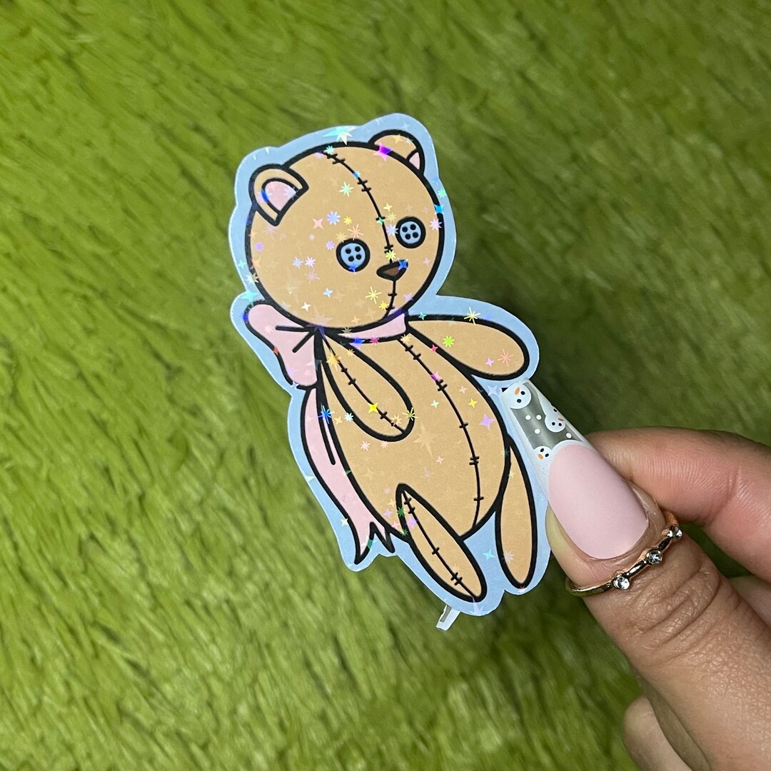 Stitched Bear Stuffed Animal Sticker | Laptop Sticker | Journal Sticker ...