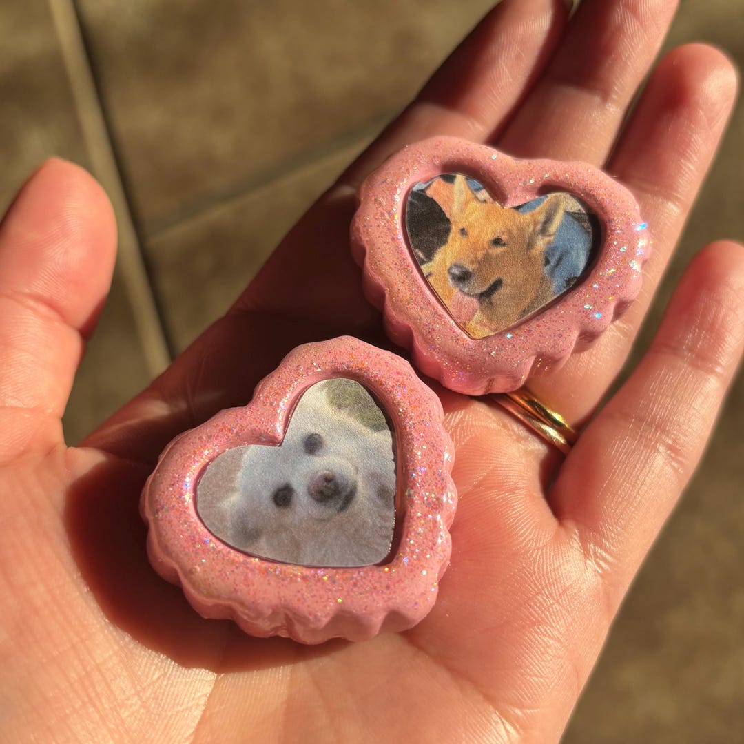 Custom Pet Photo Heart Fridge Magnets (LIGHT PINK) – Set of 2 - Etsy