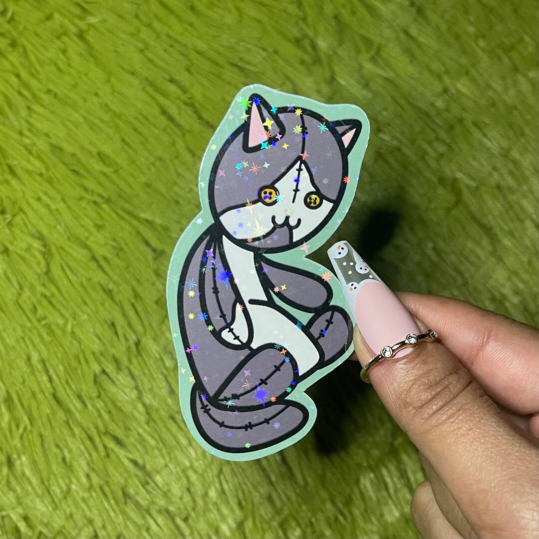 Stitched Gary Cat Stuffed Animal Sticker | Laptop Sticker | Journal ...